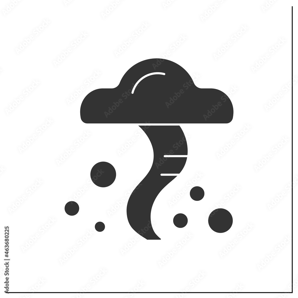 Tornado glyph icon. Heavy wind. Typhoon. Spiral storm. Windstorm and ...
