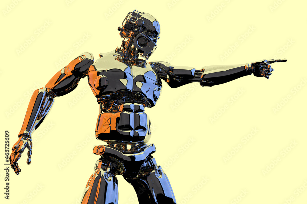 Graphic image robot pointing Stock Photo | Adobe Stock