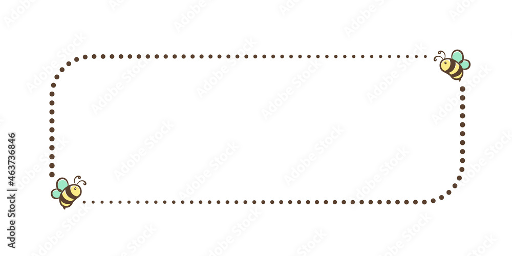 Flying honey bee rectangle frame vector clipart Stock Vector | Adobe Stock