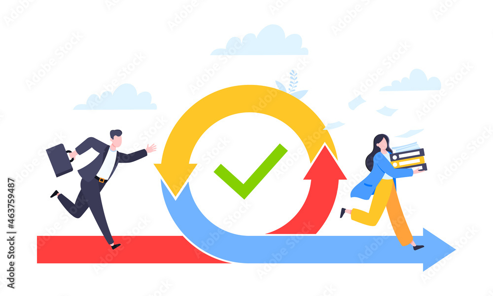 Agile development methodology business concept flat style design vector illustration isolated on ...