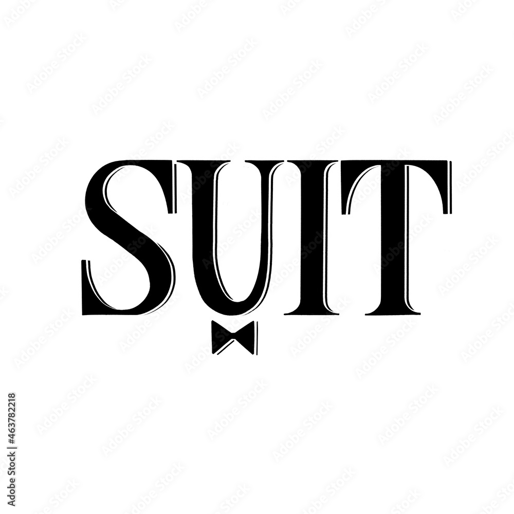 Word suit. Written by hand. Serif font. Black font. Lettering logo ...