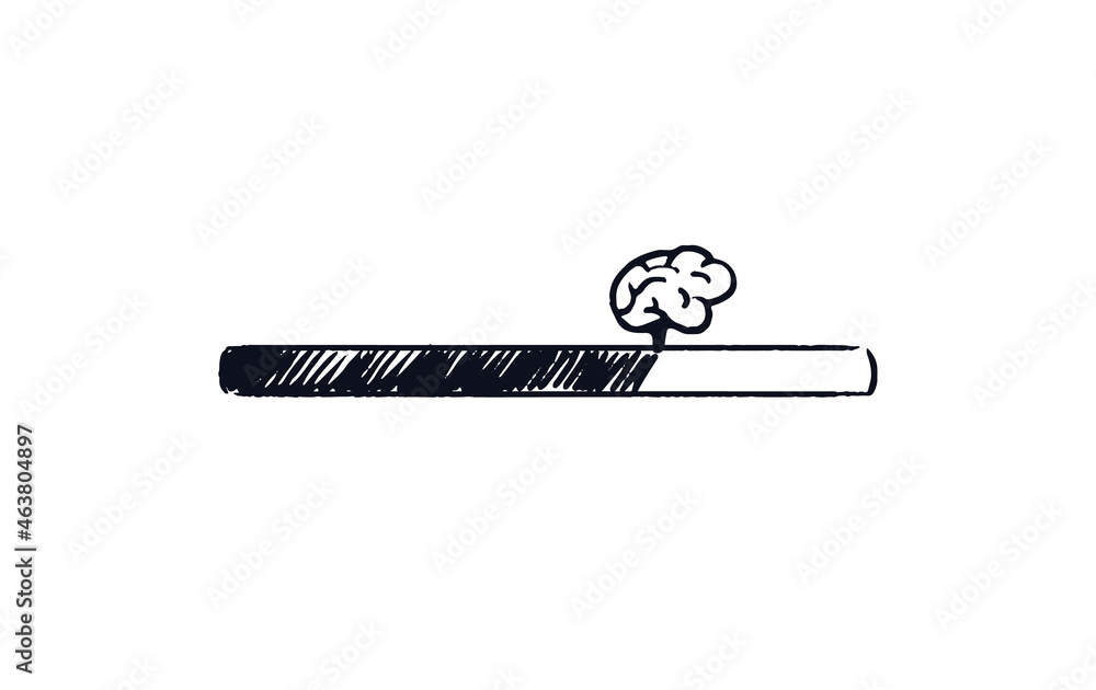 Стоковий вектор Doodle brain loading bar. Hand drawn progress bar with ...