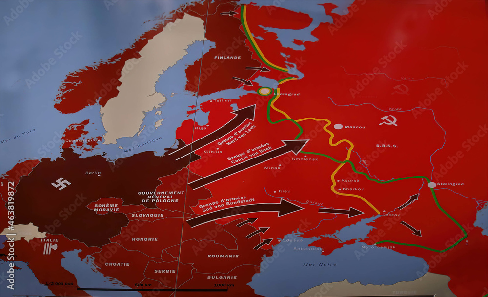 Vintage WWII map of the German invasion of USSR Stock Photo | Adobe Stock