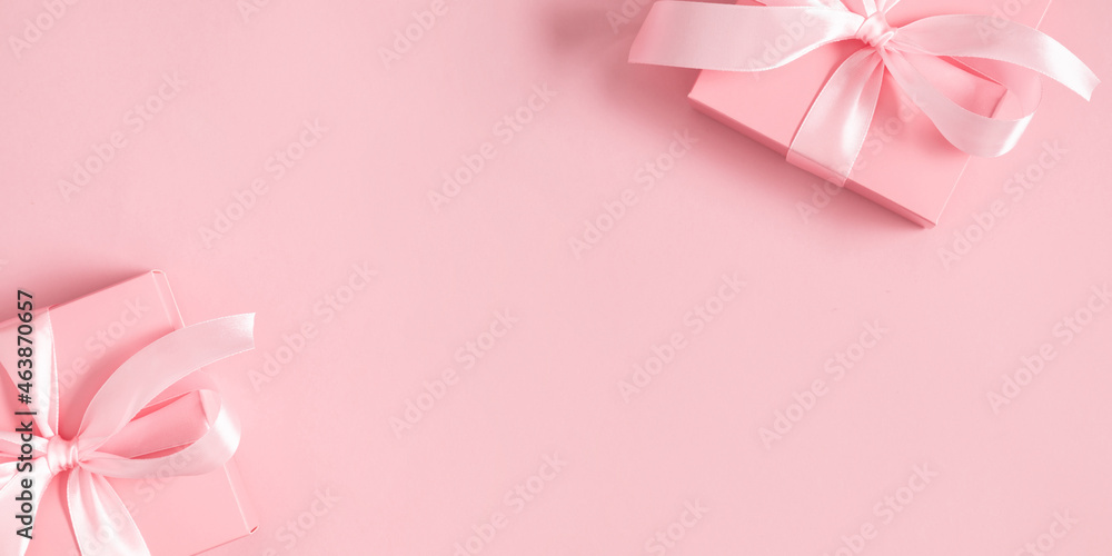 Gift or present box on pastel pink table. Pink background with gift ...