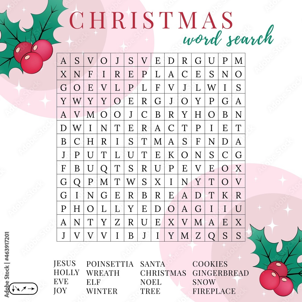 Christmas word search puzzle. Fun colorful printable activity winter ...