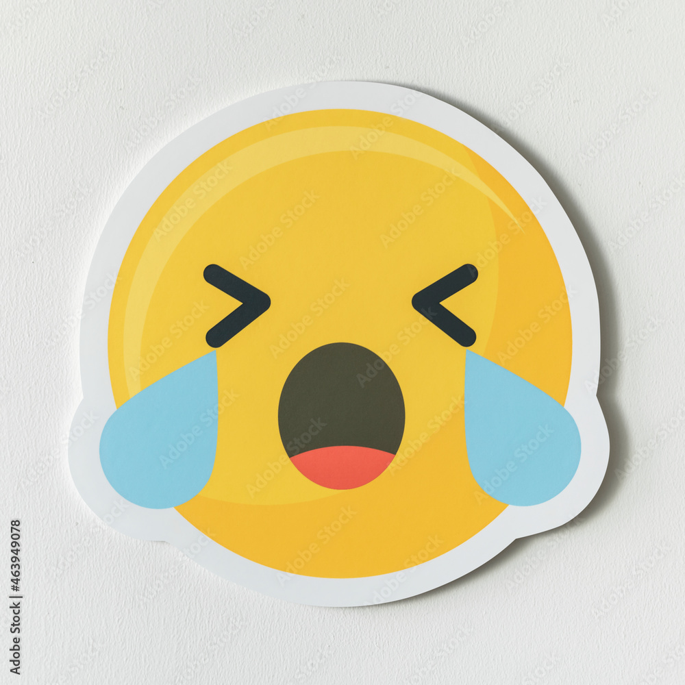 Sad crying face emoticon symbol Stock Photo | Adobe Stock