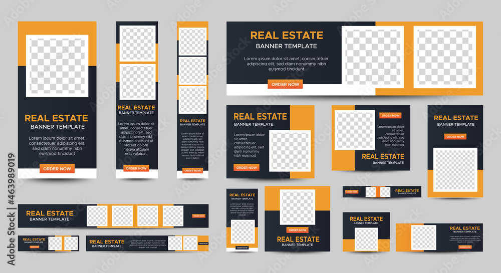 Real Estate web banner design template Set. Vertical, Horizontal and ...