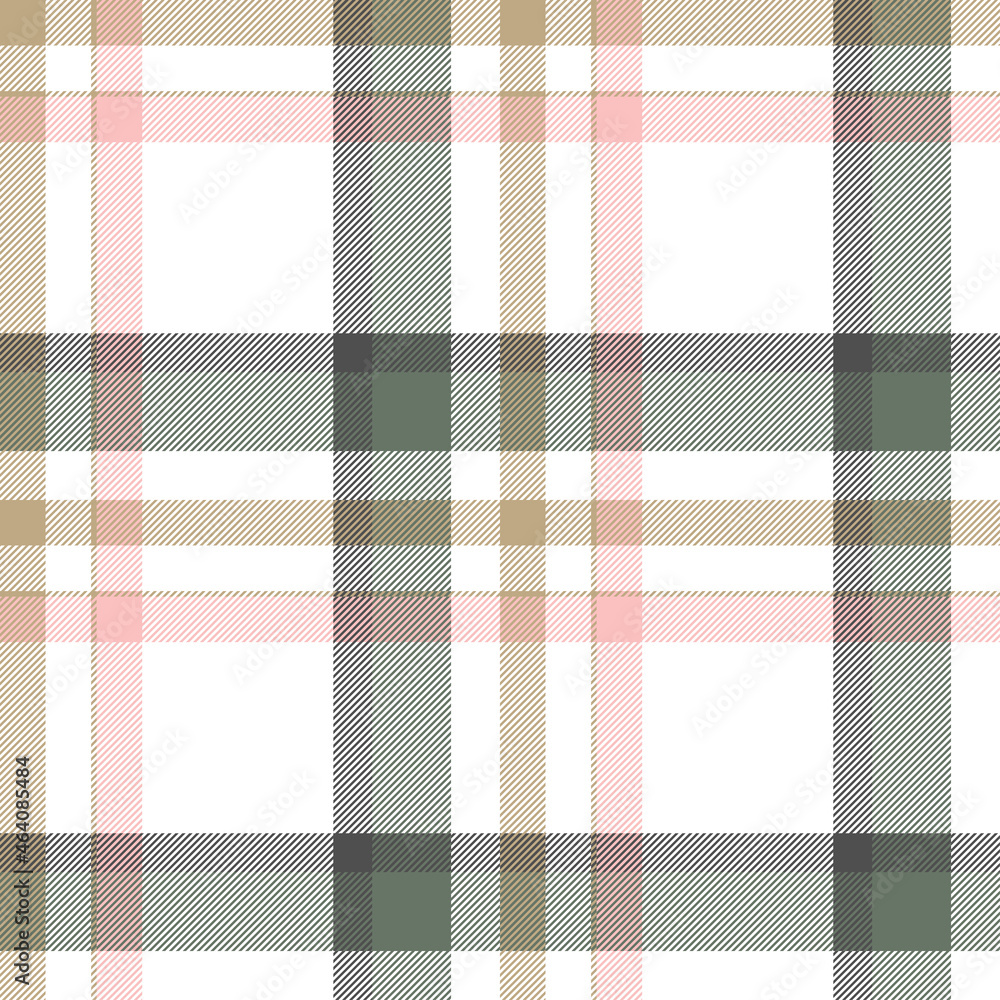 Seamless plaid check pattern in green, pink, brown, grey and white ...