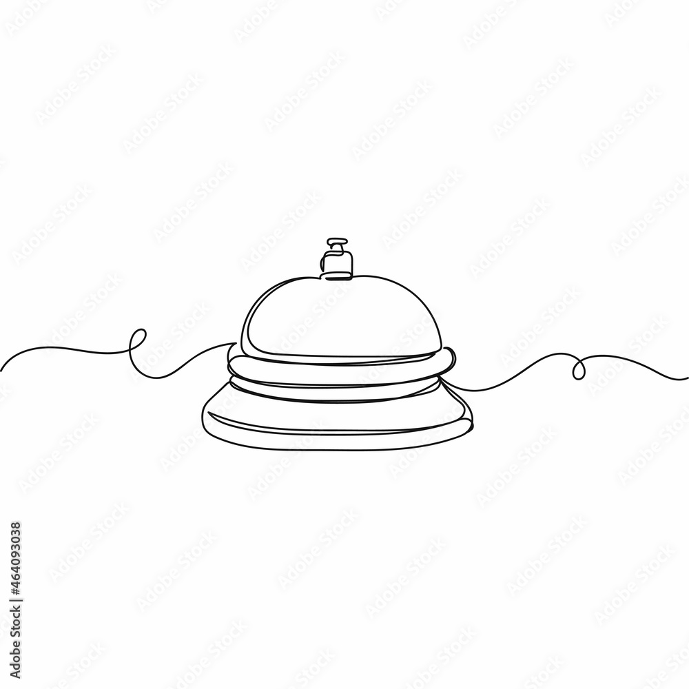 Vector continuous one single line drawing of bell in silhouette on a ...