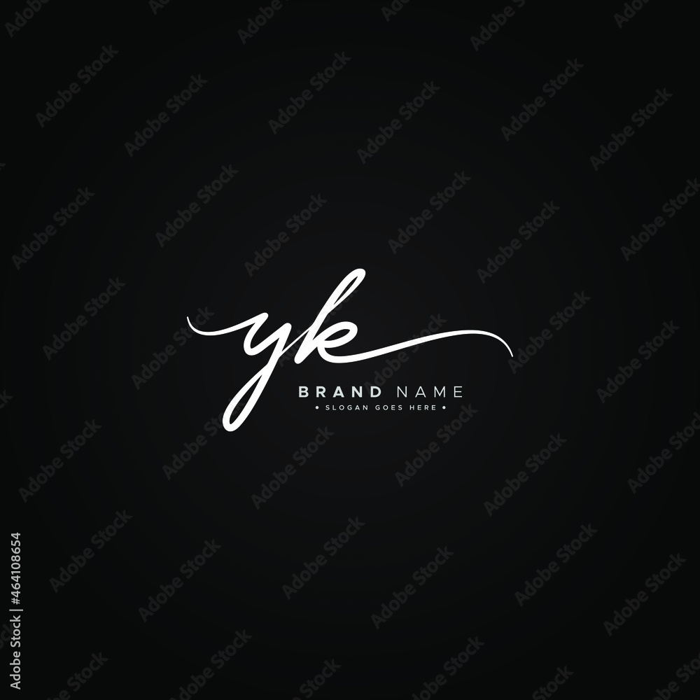 Initial Letter YK Logo - Hand Drawn Signature Style Logo Stock Vector ...