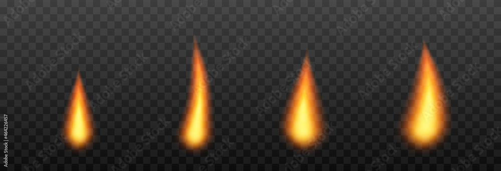 Vector fire, flame on an isolated transparent background. Candle fire ...