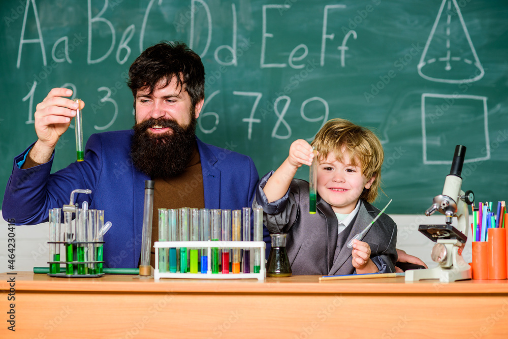 laboratory research and development. Back to school. teacher man with ...
