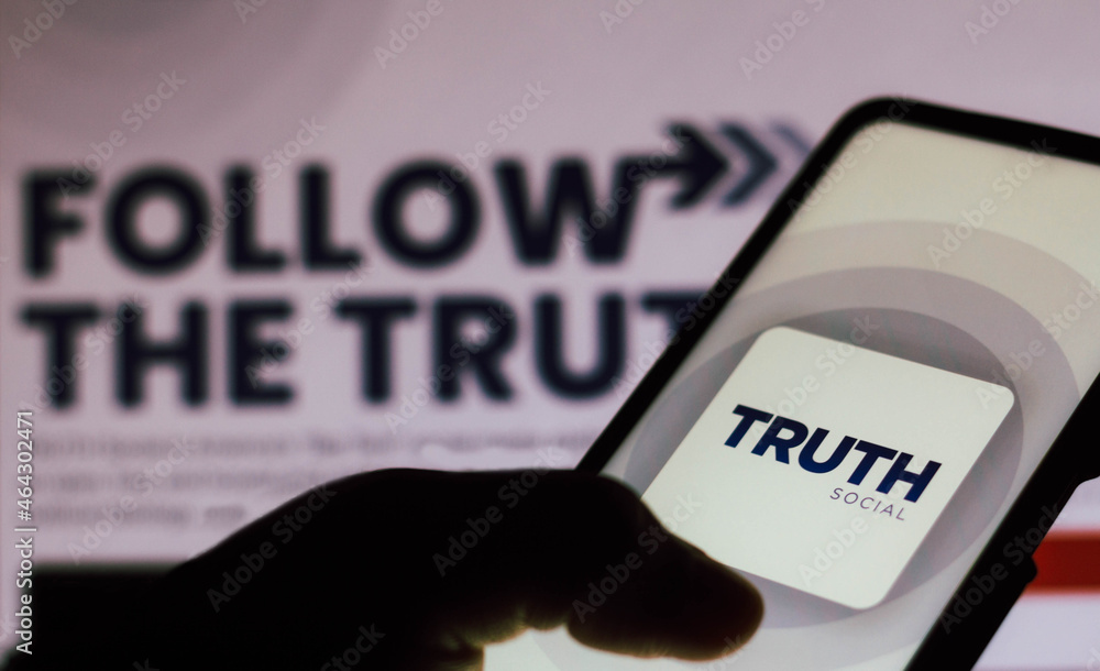 October 21, 2021, Brazil. In this photo illustration the Truth Social ...