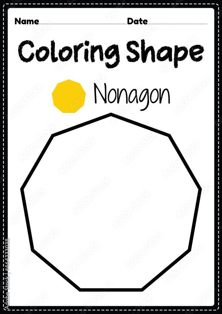 Nonagon coloring page for preschool, kindergarten & Montessori kids to ...