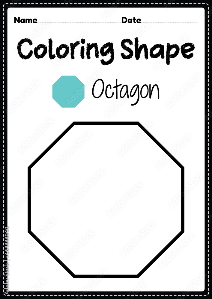 Octagon coloring page for preschool, kindergarten & Montessori kids to ...