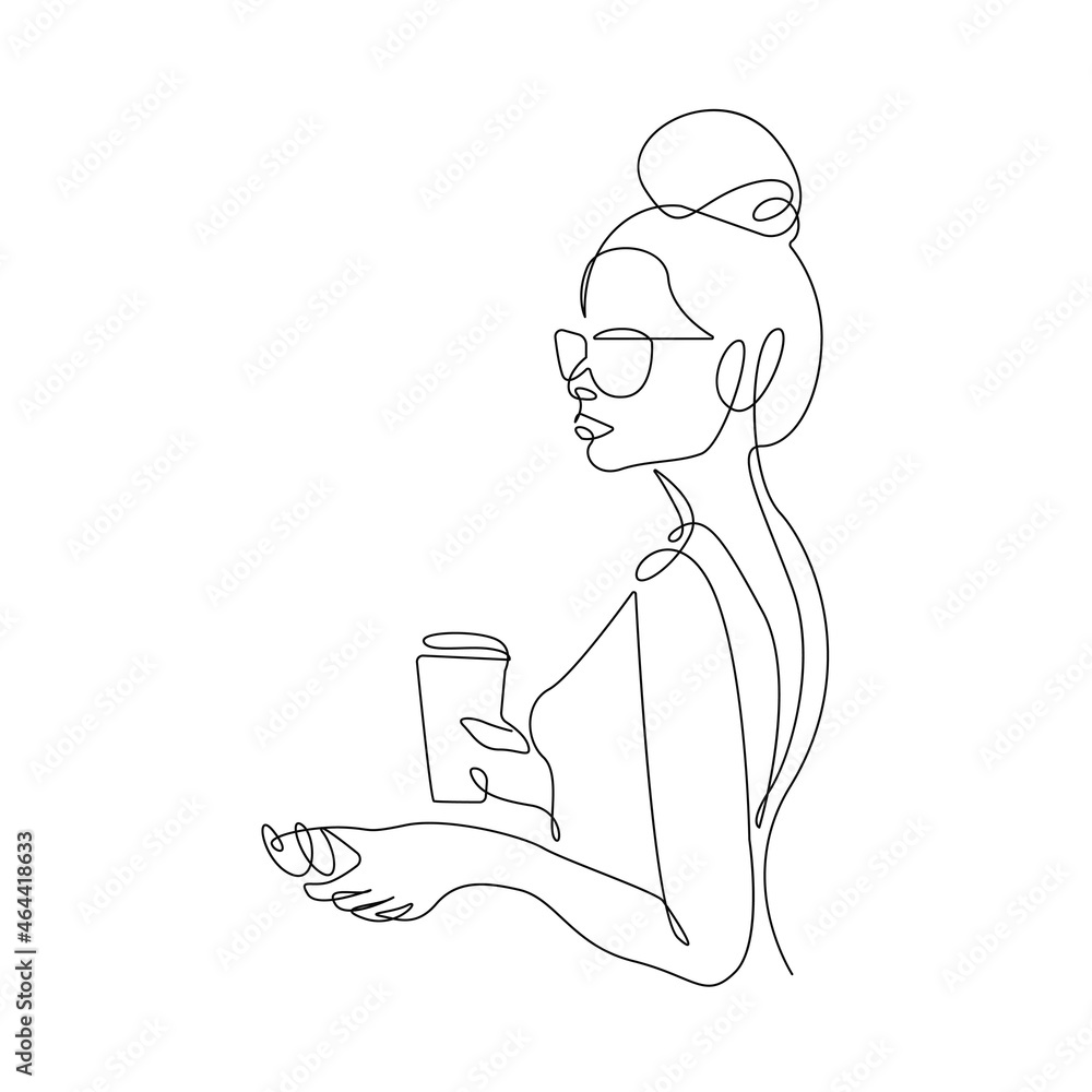 Minimalistic Female Figure One Line Drawing. Linear Woman Body. Woman ...