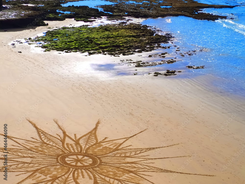 Beautiful beach mandala by the sand artist Vitor Raposo in Albufeira at ...