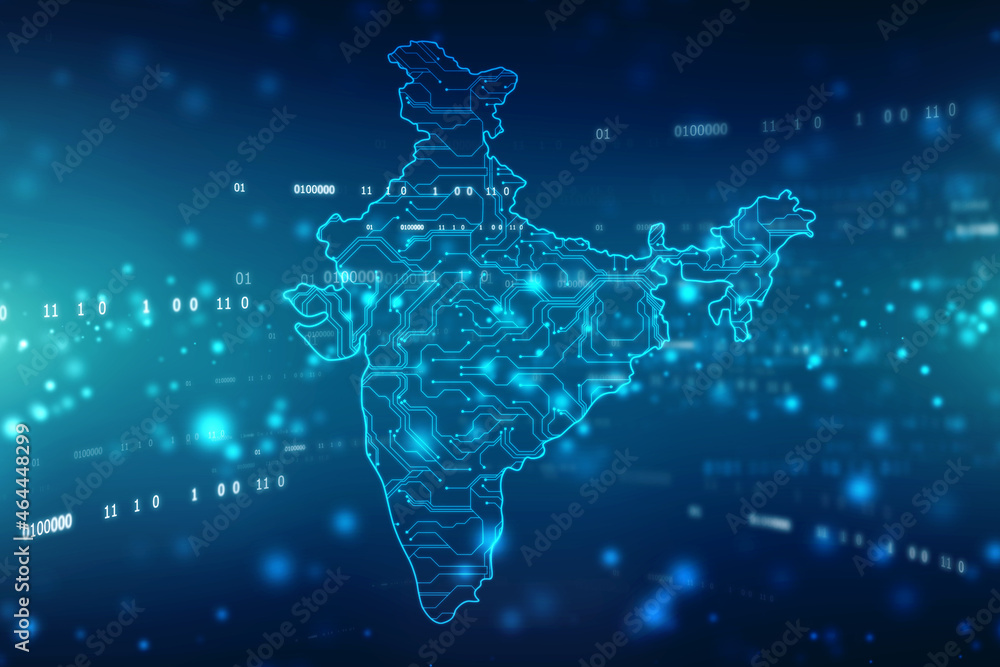 Digital India Concept, India Map with circuit lines on technology ...