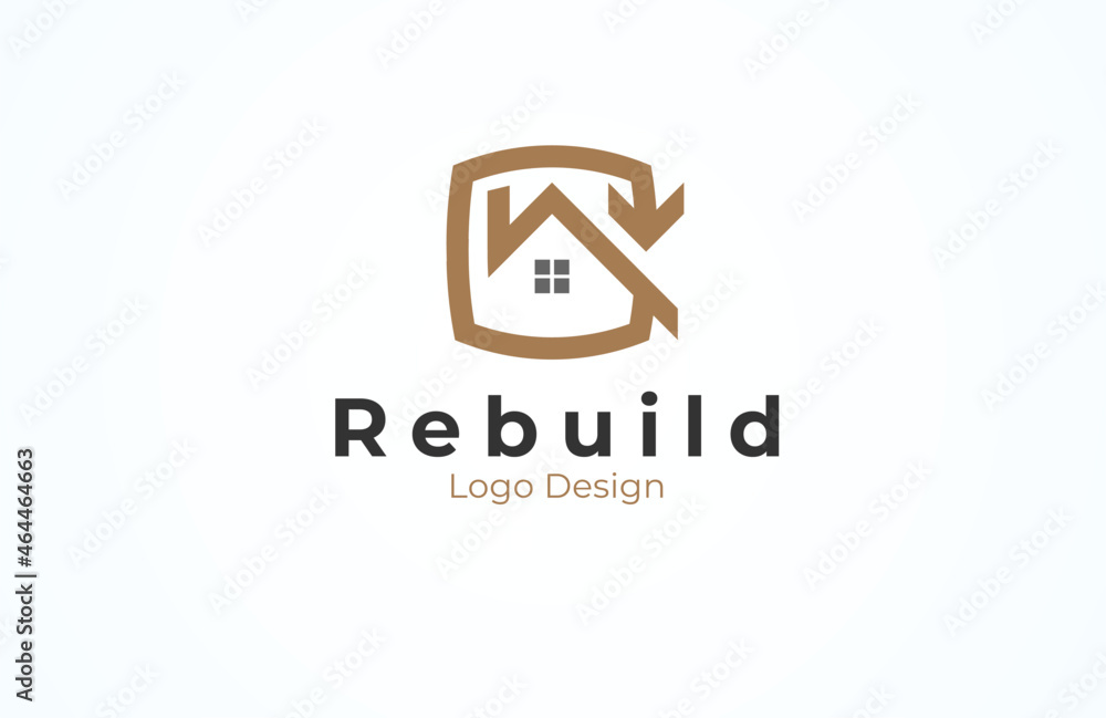 Reconstruction rebuild Logo, home icon with rebuild icon combination ...