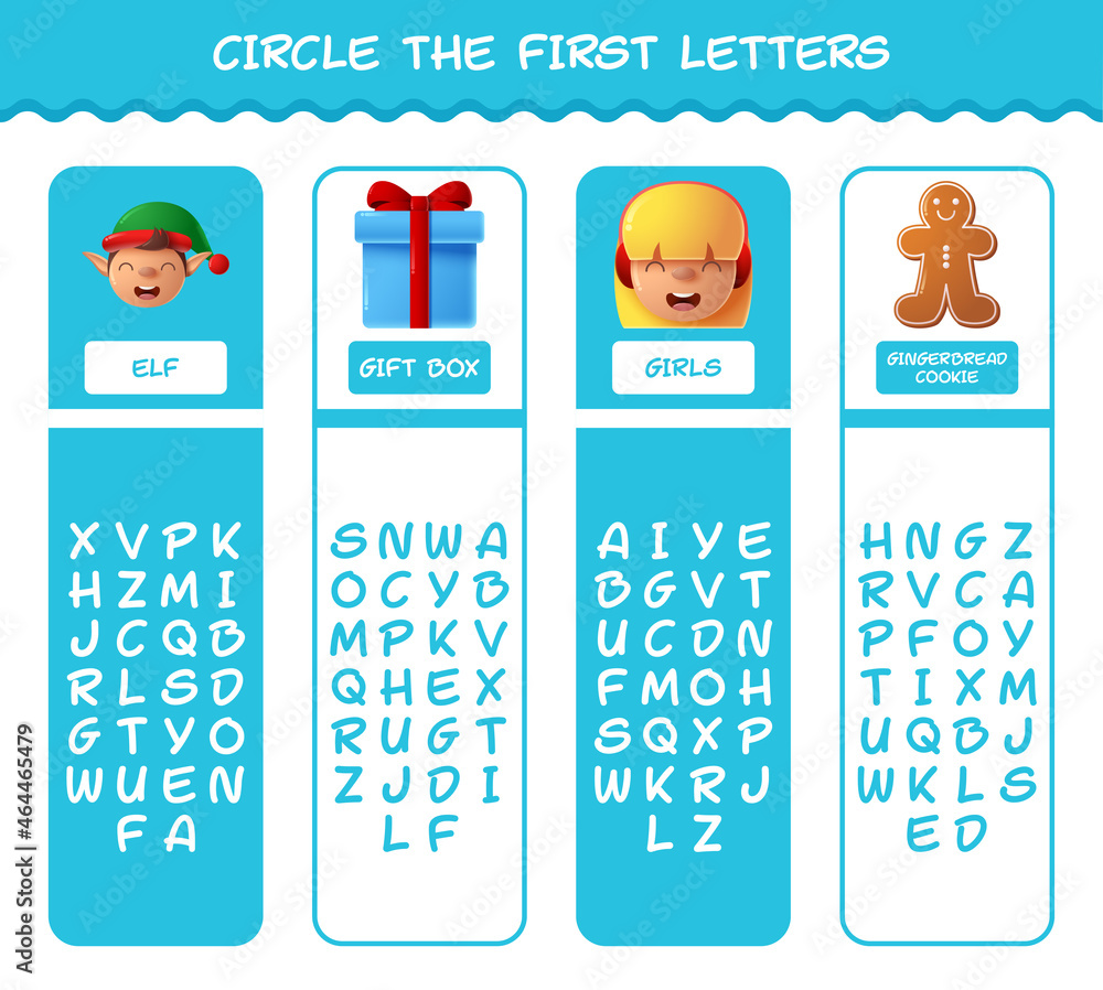 Circle the first letters of cartoon christmas. Matching game ...