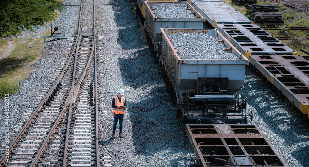 Engineer under discussion inspection and checking construction process ...