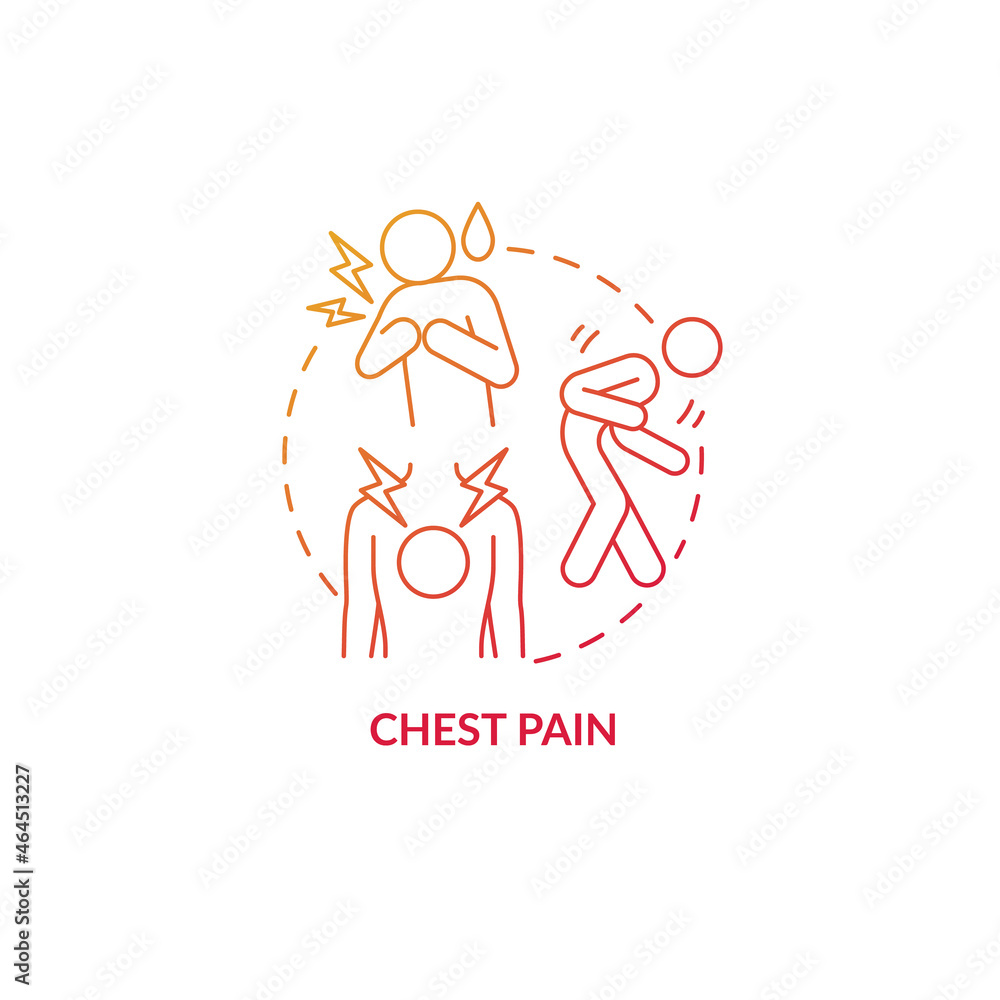 Chest pain red gradient concept icon. Pneumonia symptom abstract idea ...