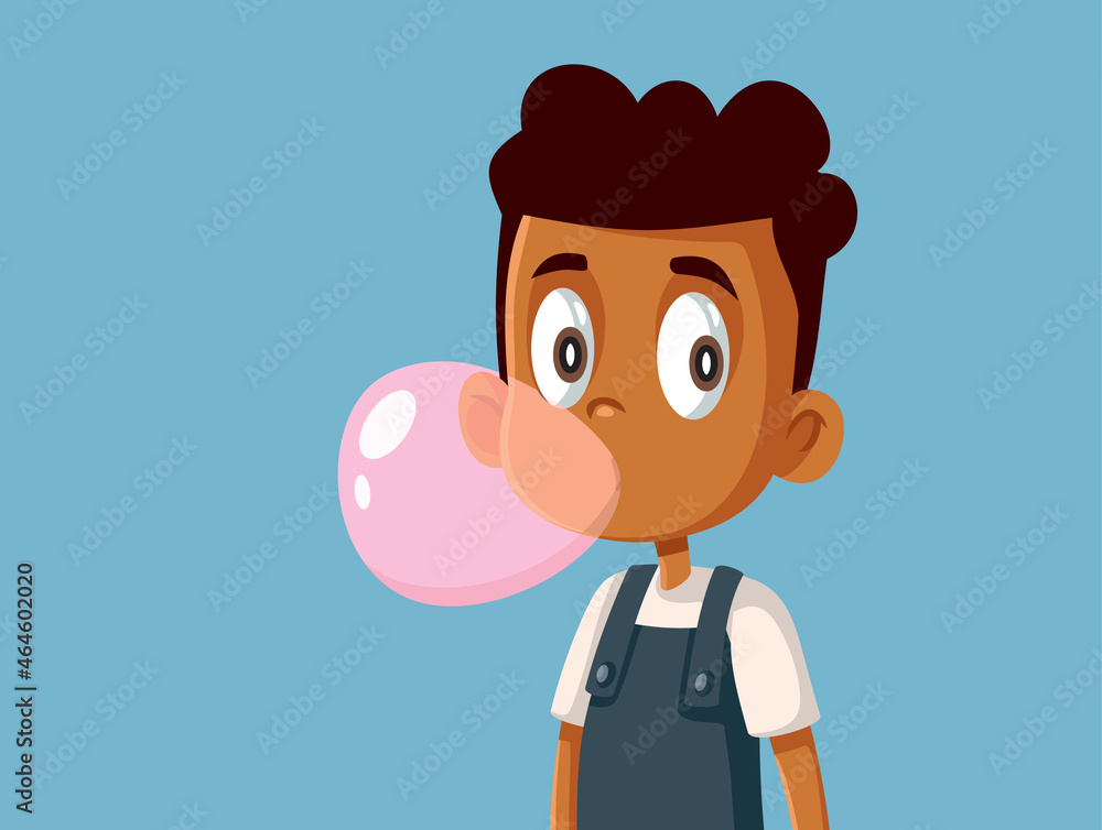 Cute Boy Chewing Gum Vector Cartoon Illustration Stock Vector | Adobe Stock