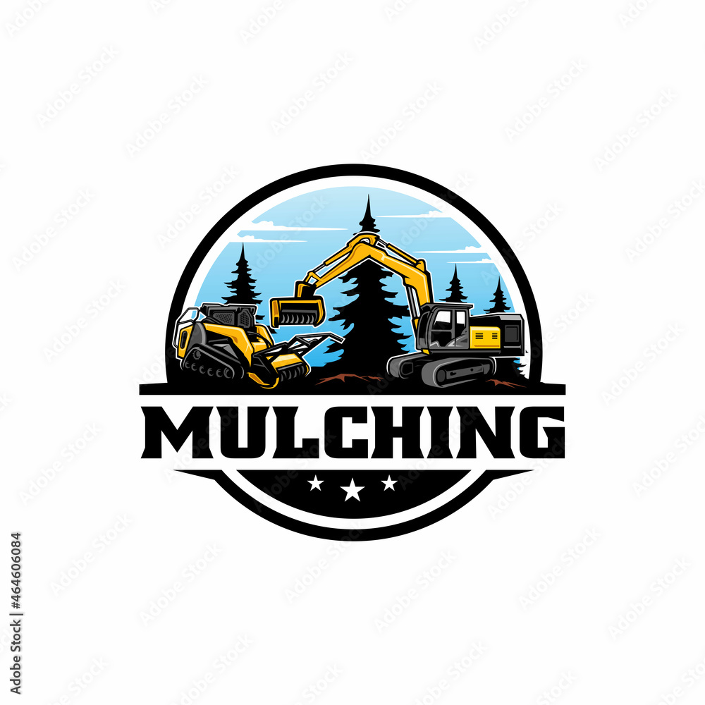 forestry mulching machine isolated logo vector Stock Vector | Adobe Stock
