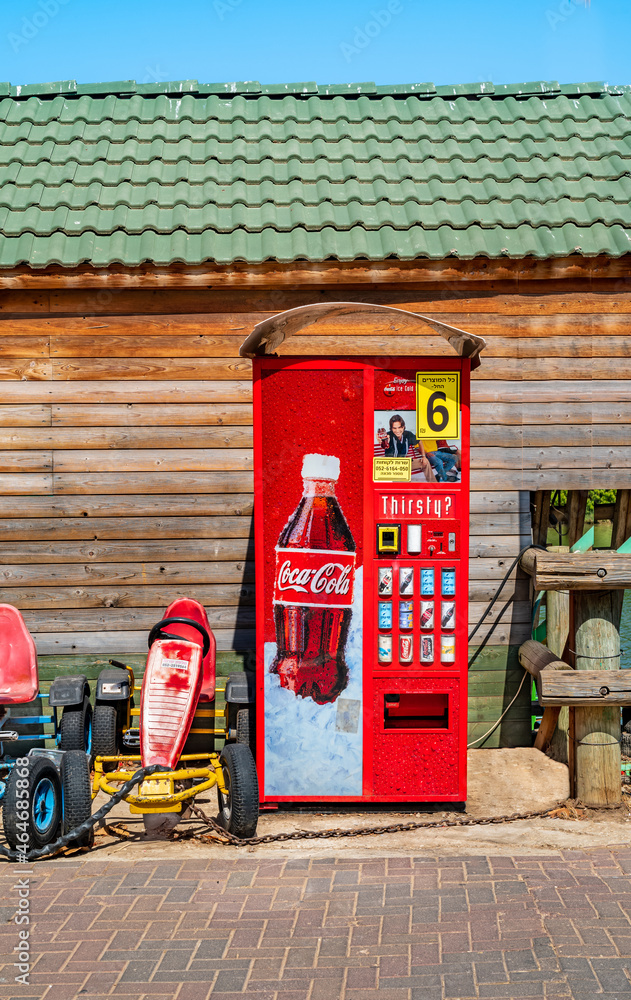 Coca Cola vending machine at Yarkon river in Tel Aviv, Israel. Stock ...