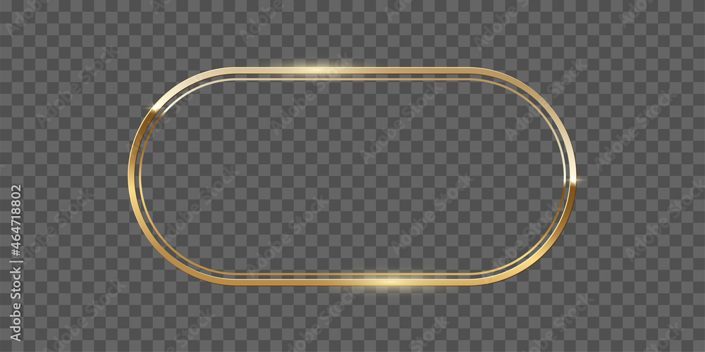 Double golden frame with ellipse shape vector illustration. Realistic ...