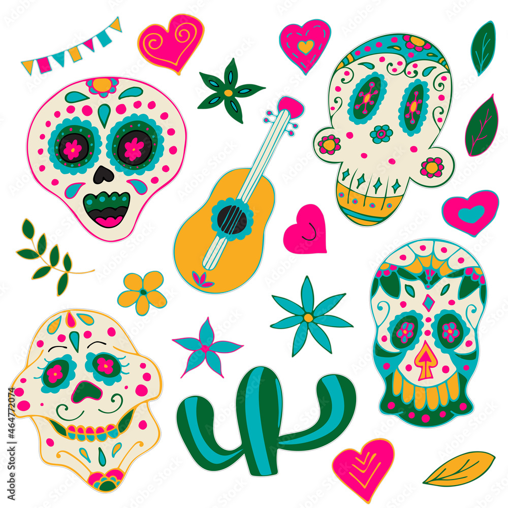 Day of the Dead Printable Sticker Pack. Dia de los Muertos. Sugar ...