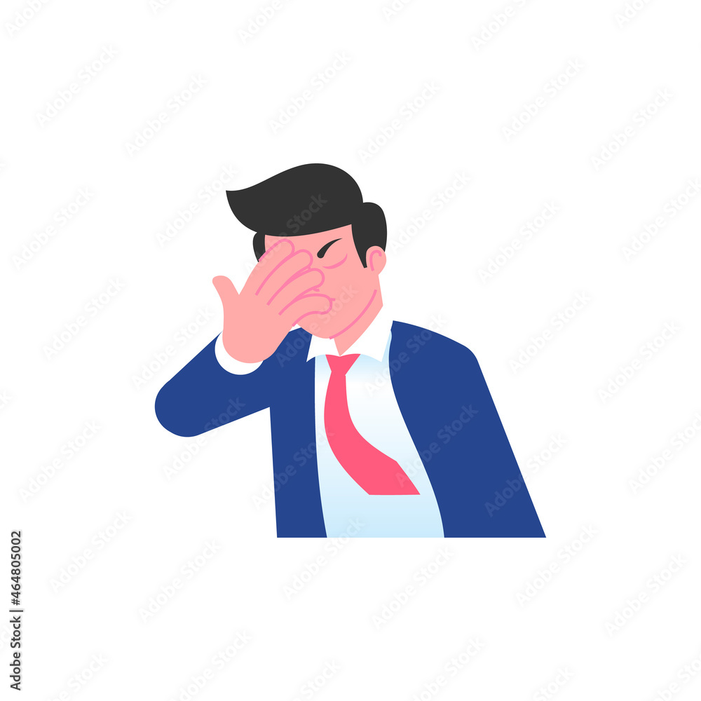 Frustrated businessman makes facepalm. Mistakes and problem at work ...