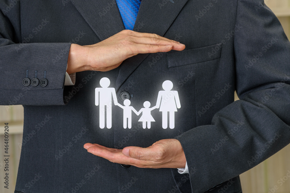 Family life insurance, financial security concept : Businessman ...