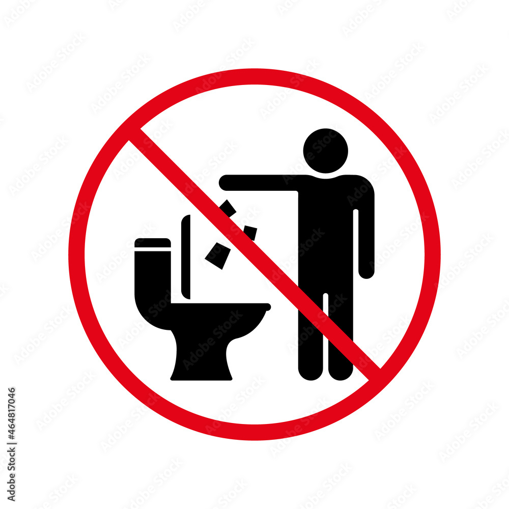 Image vectorielle Stock Do Not Throw Trash and Paper in Toilet Room ...