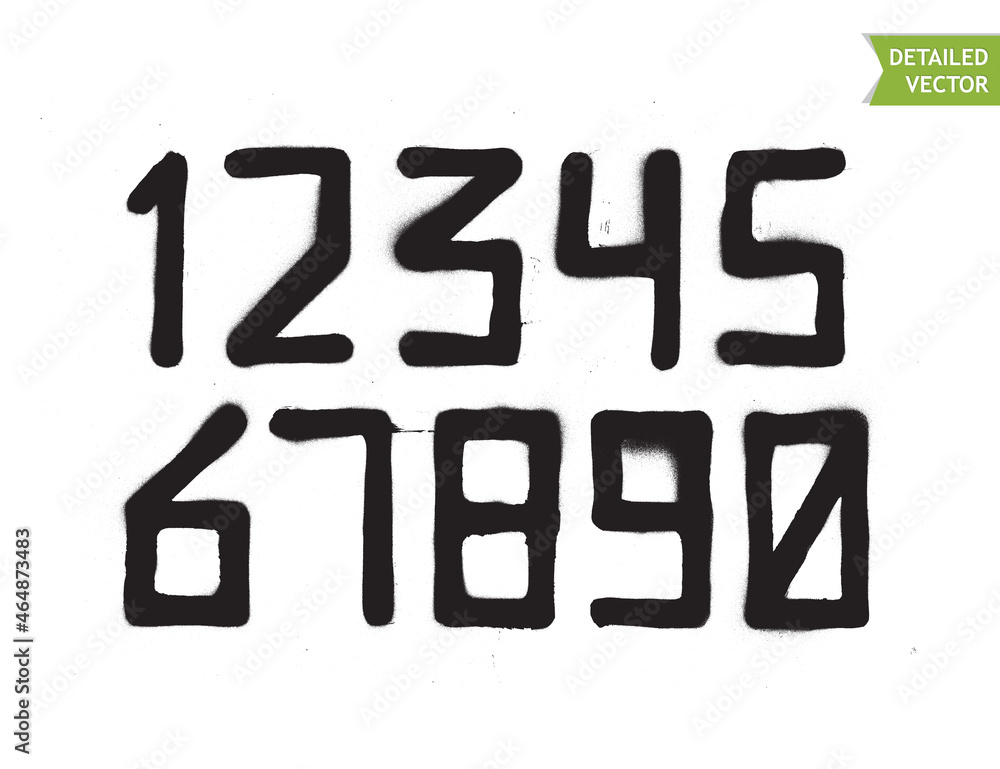 Spray paint graffiti font - numbers. Highly detailed vector Stock ...
