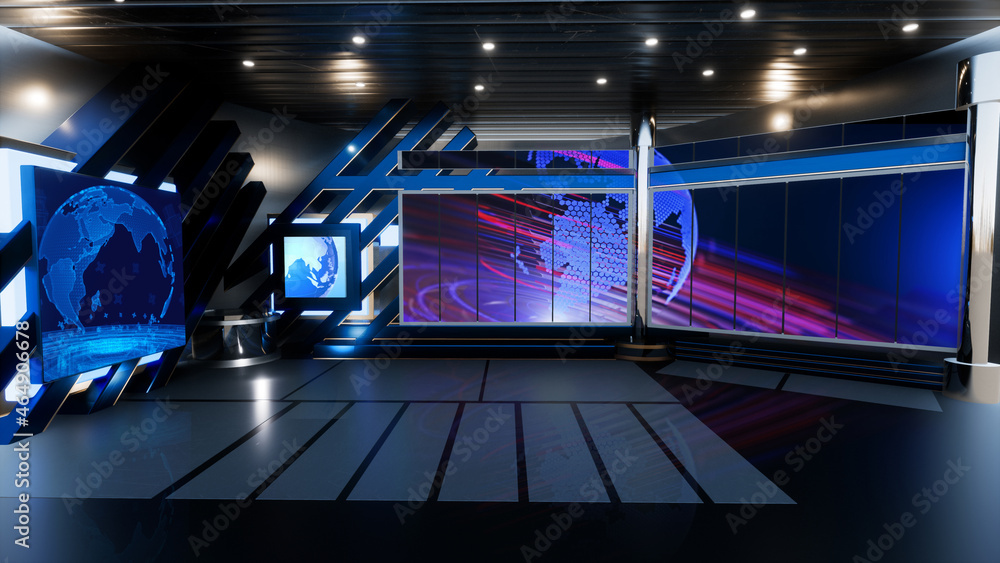 Backdrop For TV Shows .TV On Wall.3D Virtual News Studio Background, 3d ...