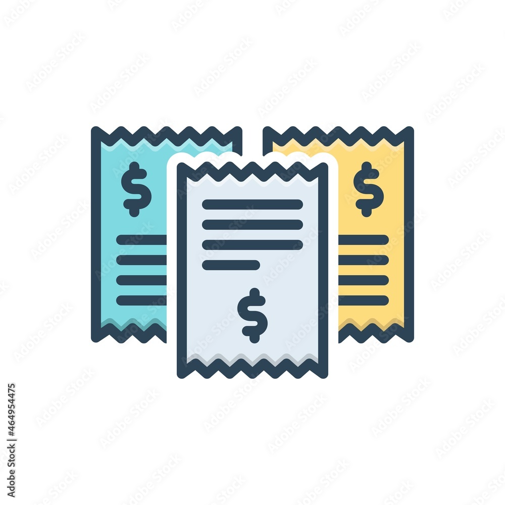 Color illustration icon for receipt Stock Vector | Adobe Stock