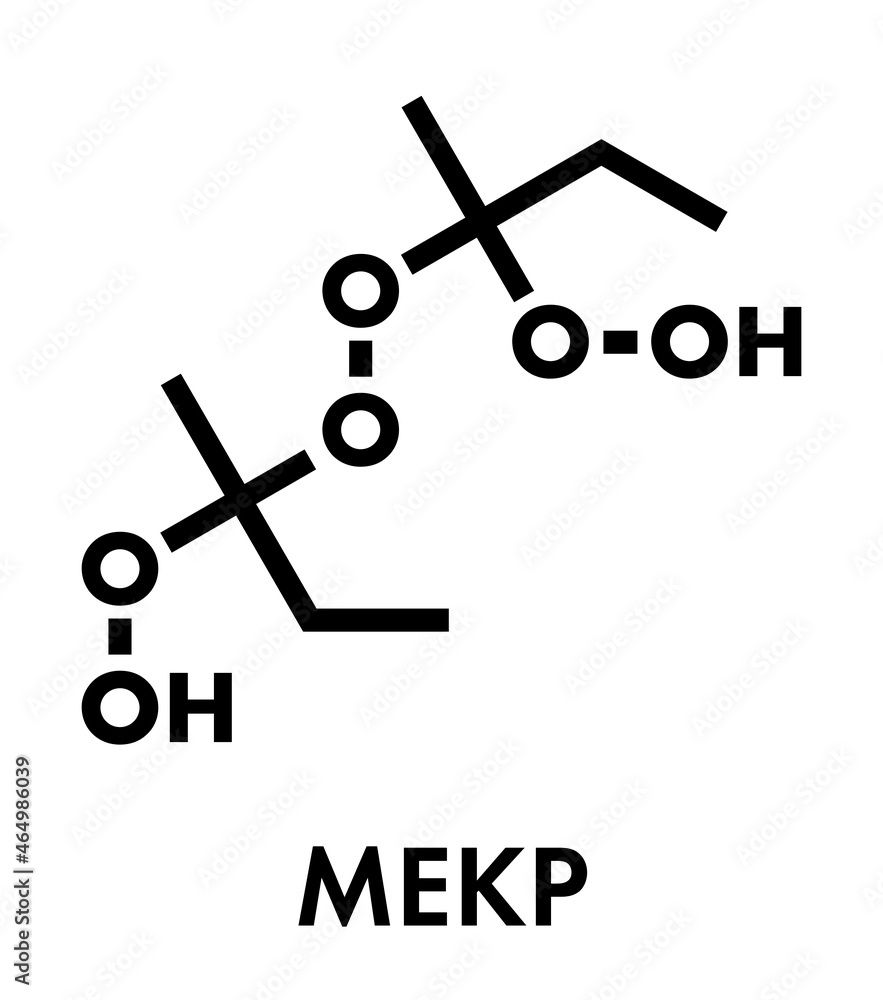 Methyl ethyl ketone peroxide (MEKP) explosive molecule. Skeletal ...
