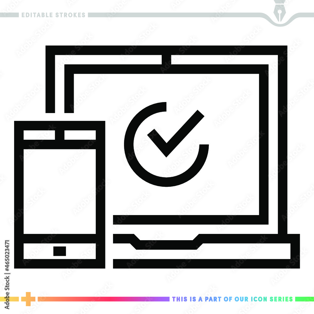 Editable line icon of omnichannel excellence as a customizable black ...