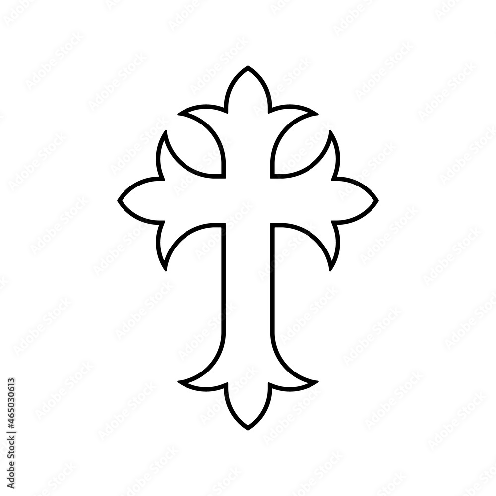 Fancy decorative cross outline icon . Clipart image isolated on white ...