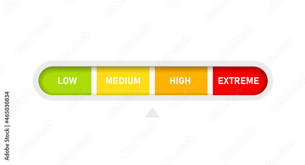 Low medium high extreme level bar icon. Clipart image isolated on white ...