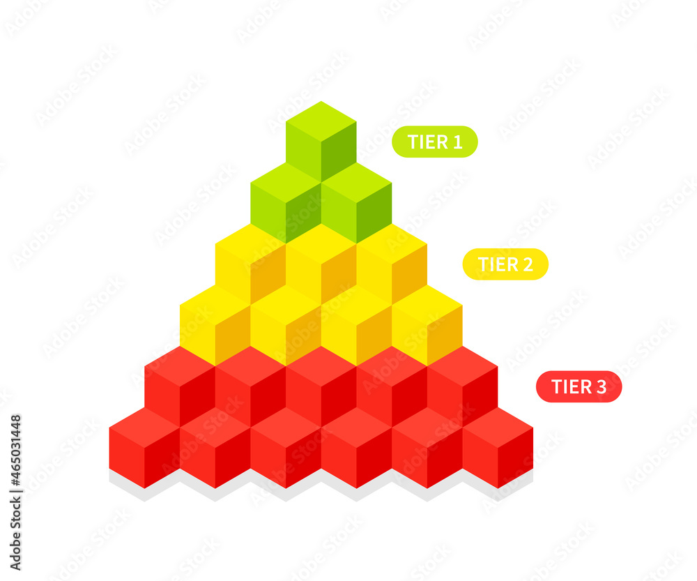 3 tier pyramid of cubes diagram. Clipart image Stock Vector | Adobe Stock