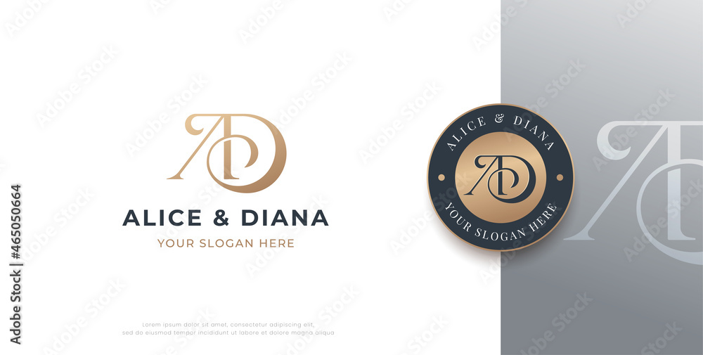 letter a d monogram serif logo design Stock Vector | Adobe Stock