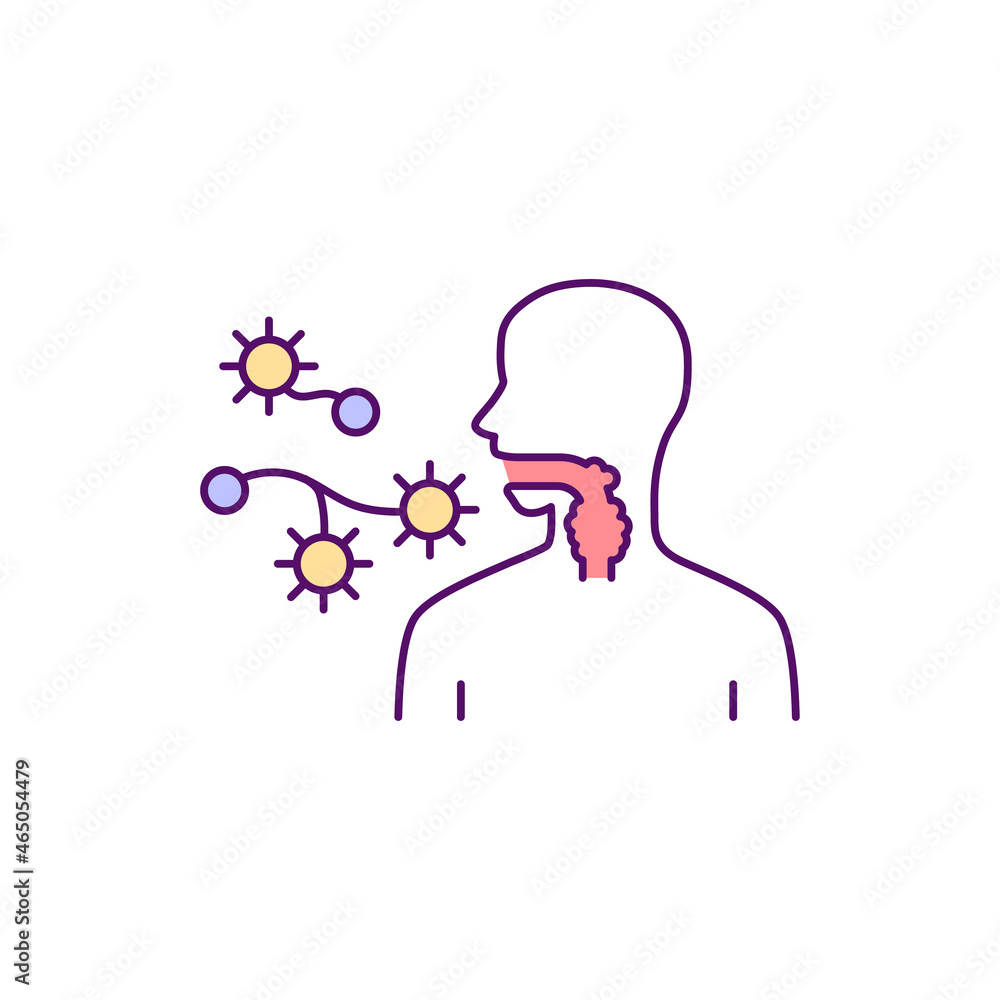 Vector de Stock Fungal pneumonia RGB color icon. Infectious process in ...