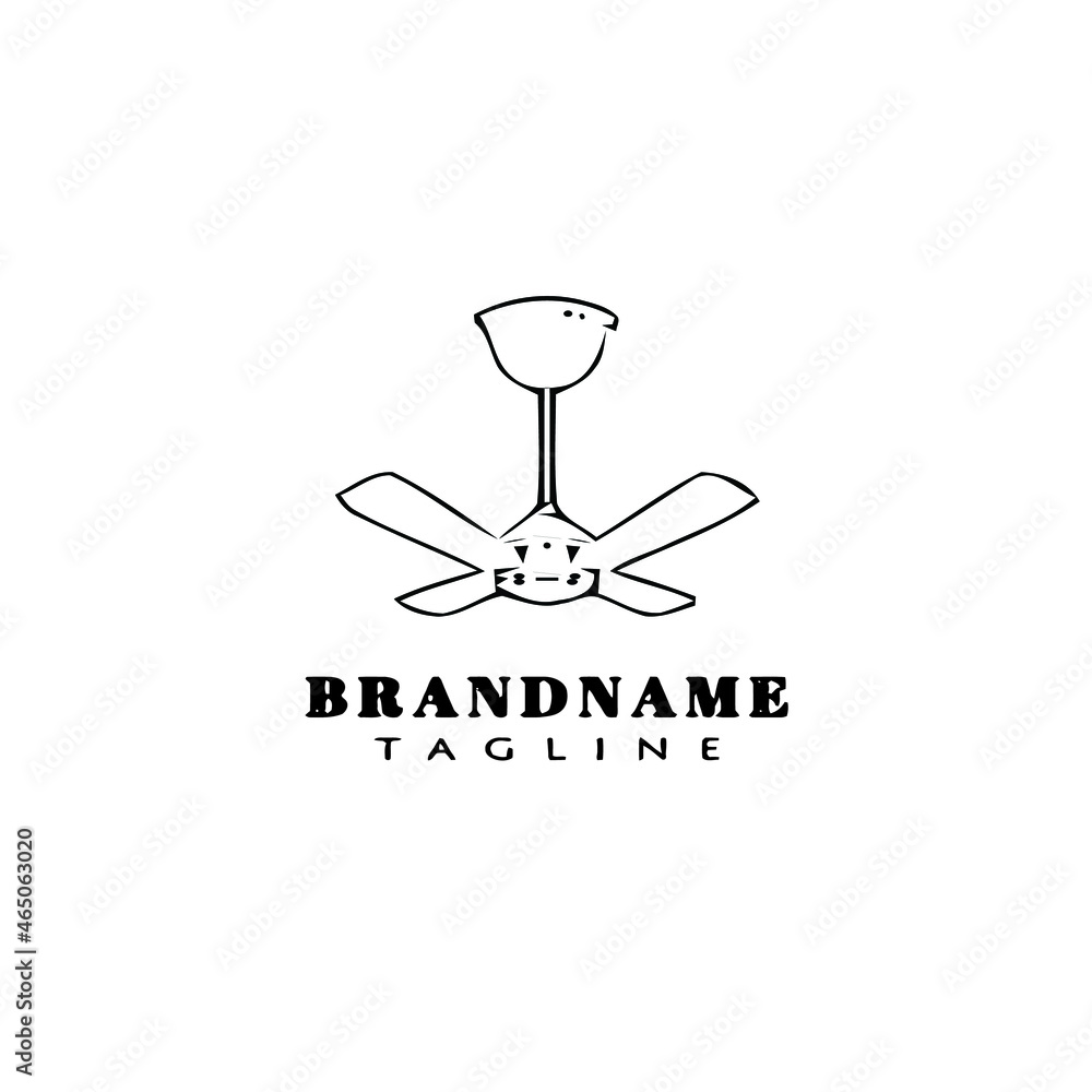 cute ceiling fan cartoon logo design creative icon black isolated ...