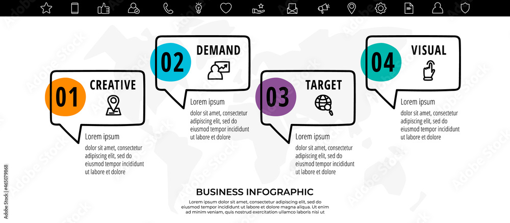 Hand drawn vector modern infographics with dialog box and circle ...