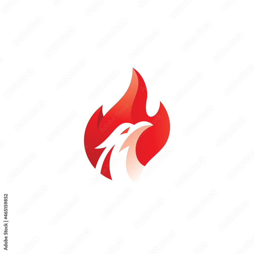 Negative space fire bird logo, phoenix and flame vector icon with ...