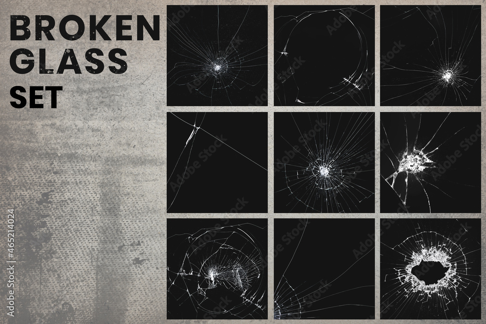 Broken glass effect vector set Stock Vector | Adobe Stock
