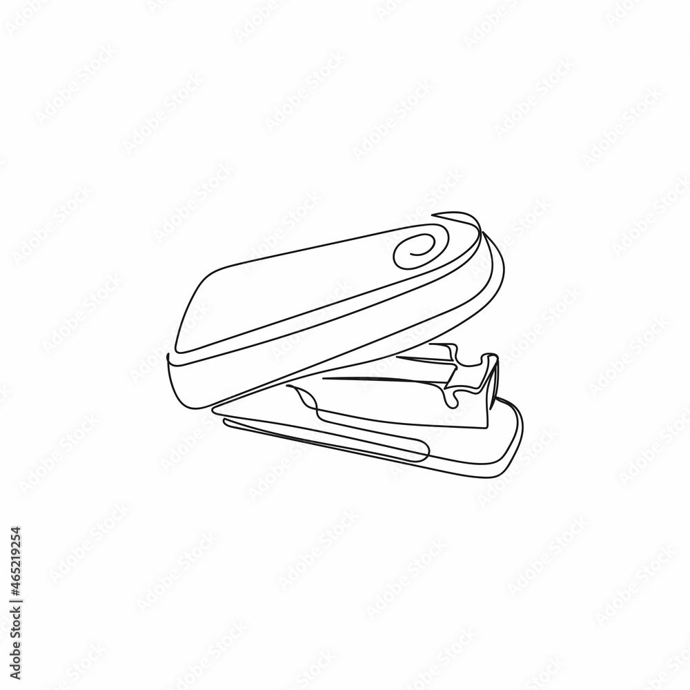 Vector continuous one single line drawing icon of office stapler in ...