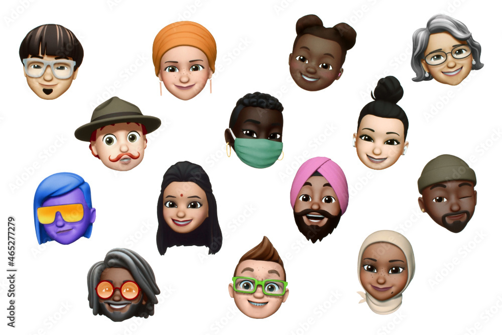 Set of iOS 14 Memoji for Messages and FaceTime apps Stock Photo | Adobe ...